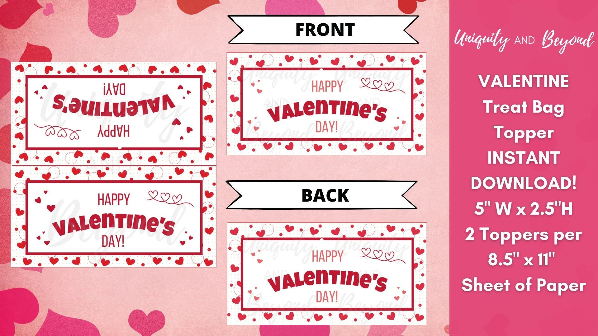 Printable Valentine's Day Treat Bag Topper Valentine Bag | Etsy