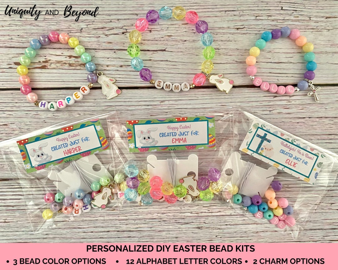 Easter Name Bracelet DIY Easter Bead Kit Easter Bracelet - Etsy