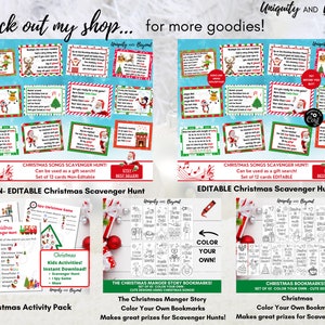 EDITABLE Christmas Scavenger Hunt Clues, Christmas Treasure Hunt ...