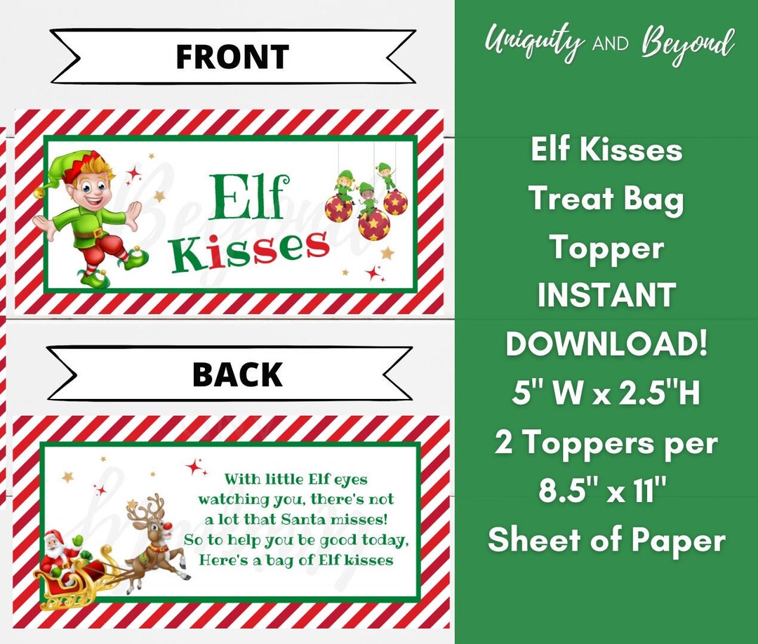 Printable Christmas Treat Bag Topper, Holiday Bag Toppers, Holiday ...