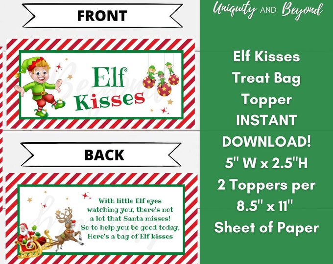 Printable Christmas Treat Bag Topper, Holiday Bag Toppers, Holiday ...