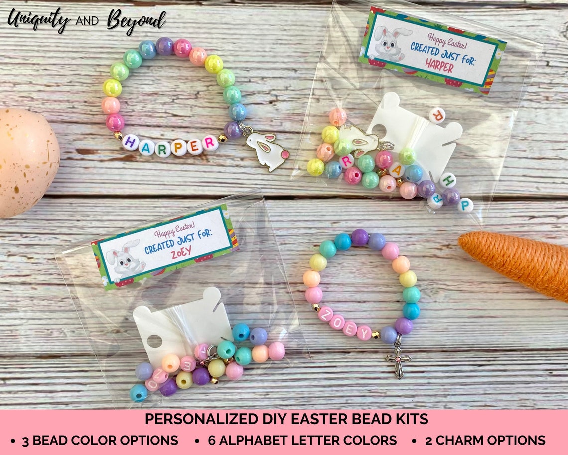 Easter Name Bracelet DIY Easter Bead Kit Easter Bracelet - Etsy