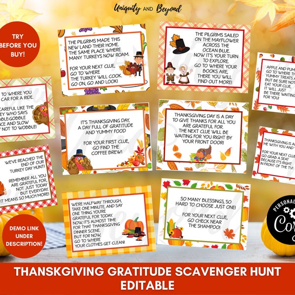Thanksgiving Treasure Hunt Clues - Etsy
