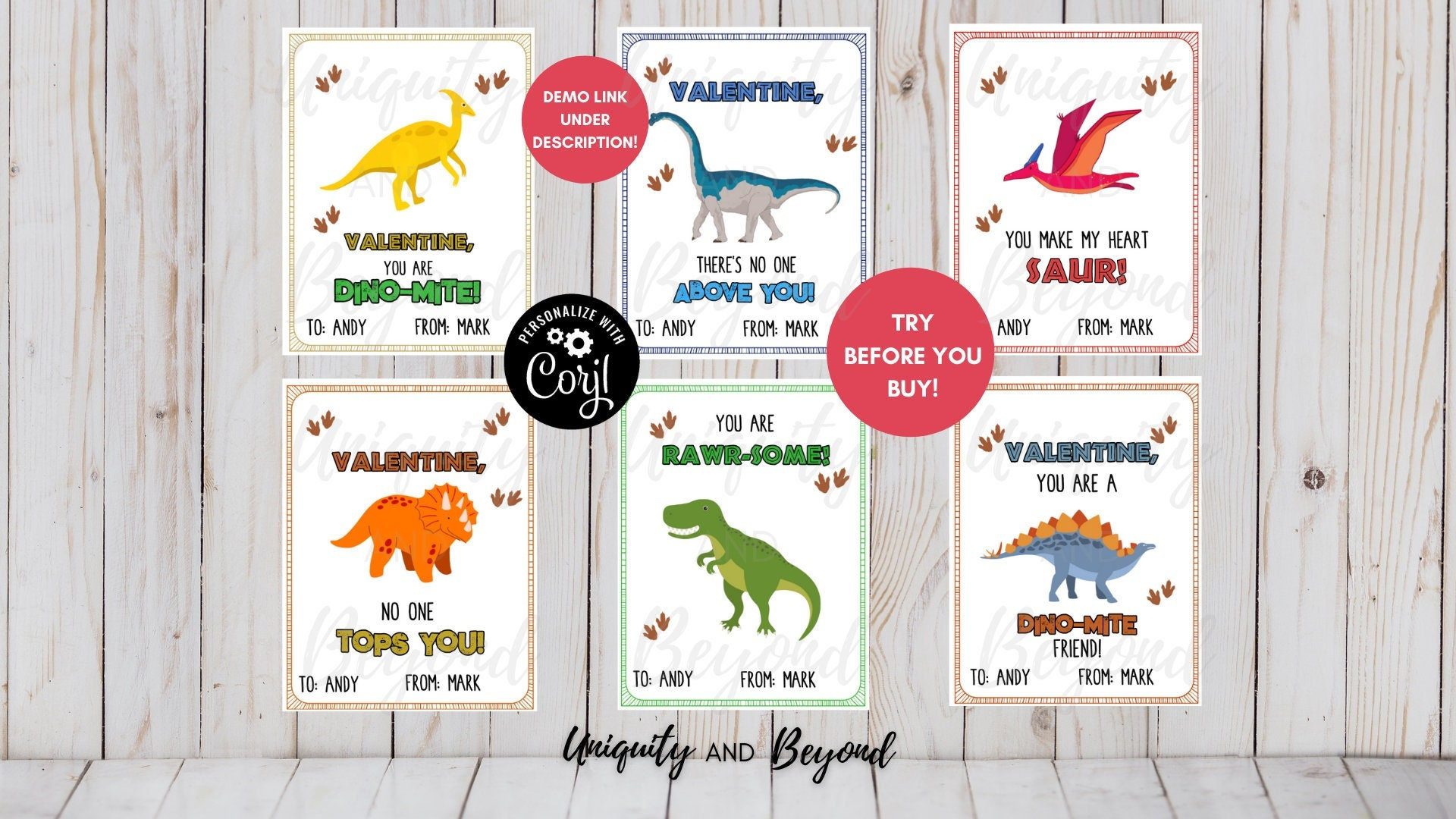 Dinosaur Valentines Dino Classroom Valentine Cards Kids - Etsy
