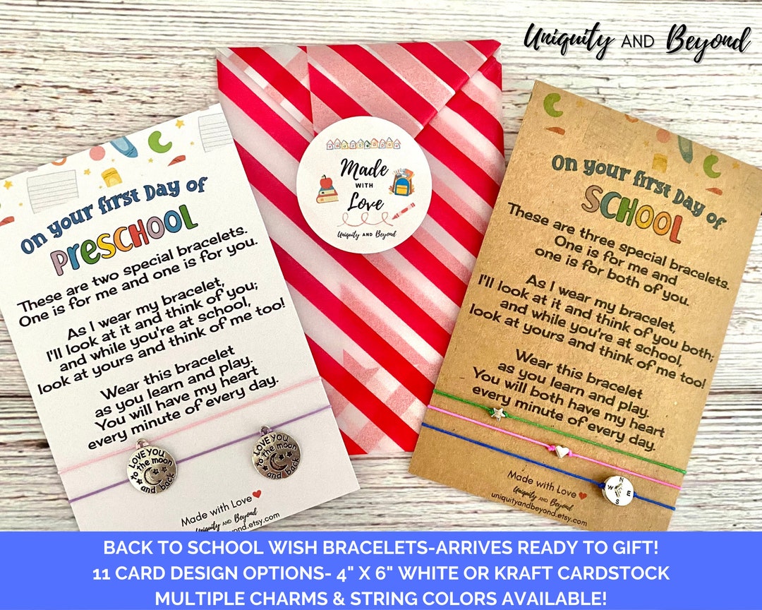 Back to School Bracelet Set, First Day of Kindergarten, Preschool ...
