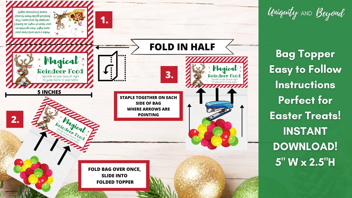 Printable Christmas Treat Bag Topper Holiday Bag Topper - Etsy