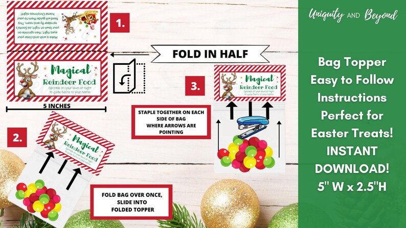 Printable Christmas Treat Bag Topper Holiday Bag Topper - Etsy
