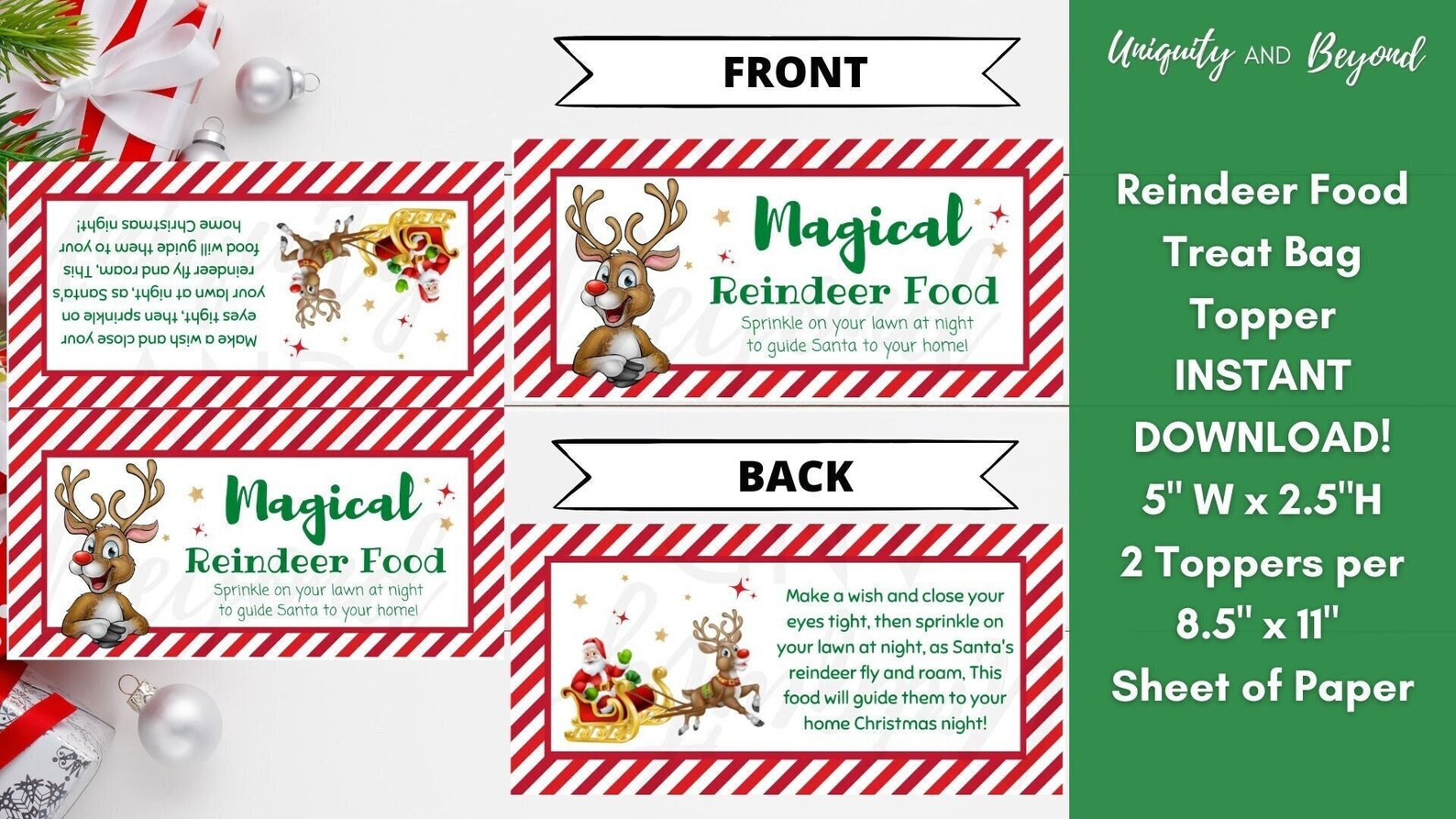 Printable Christmas Treat Bag Topper Holiday Bag Topper | Etsy