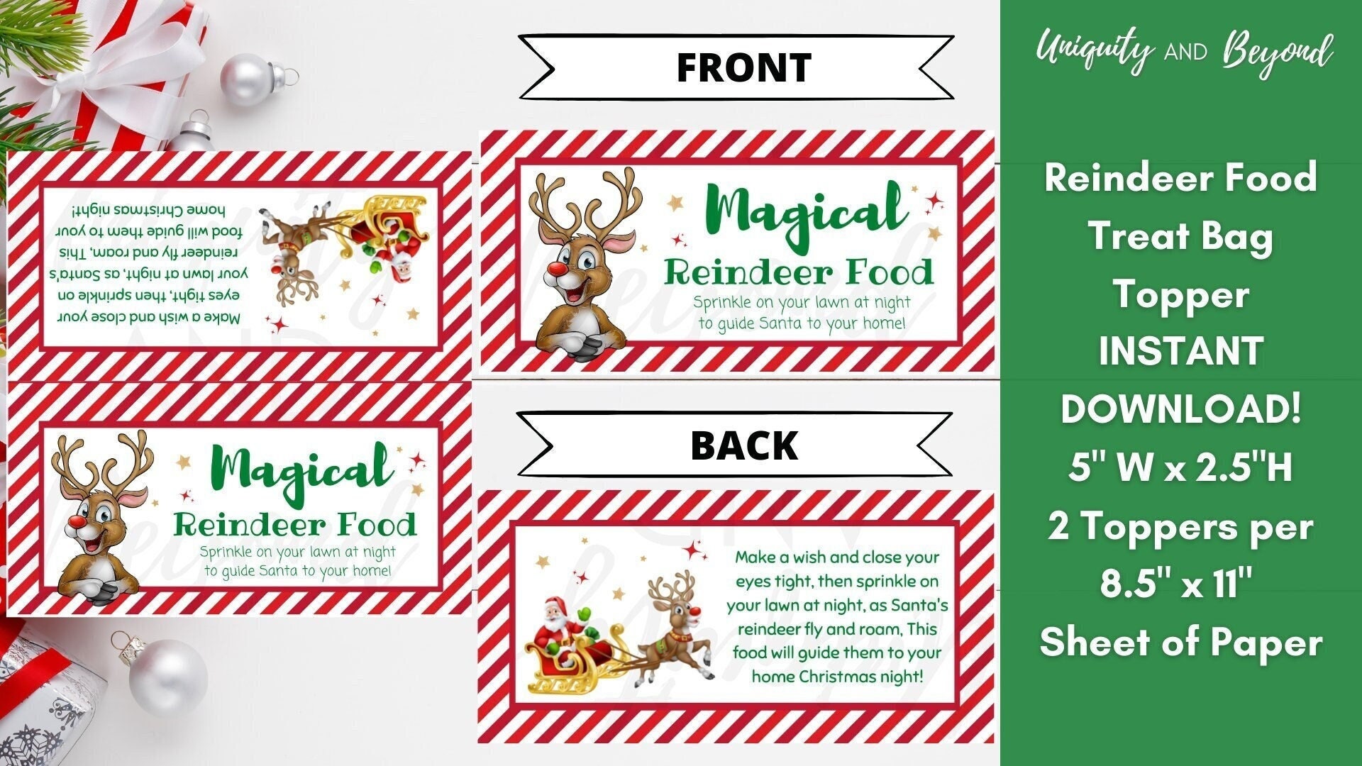Printable Christmas Treat Bag Topper Holiday Bag Topper - Etsy