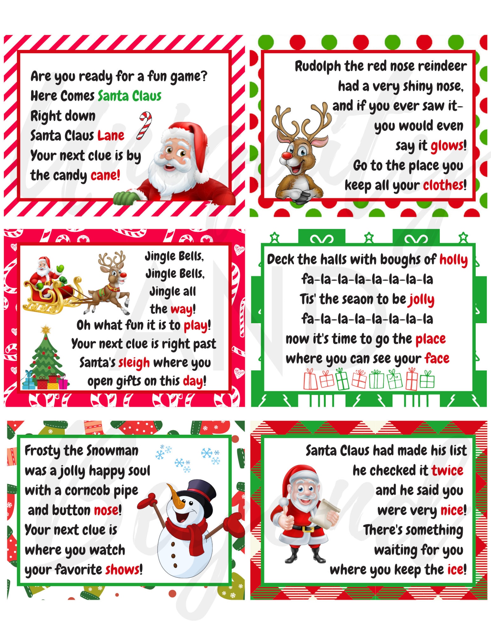 Christmas Scavenger Hunt Christmas Treasure Hunt Christmas - Etsy