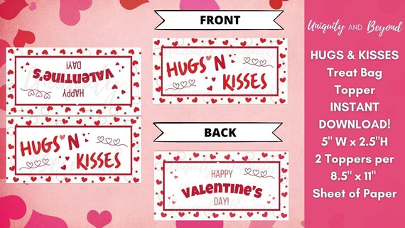 Printable Valentine's Day Treat Bag Topper Valentine Bag | Etsy