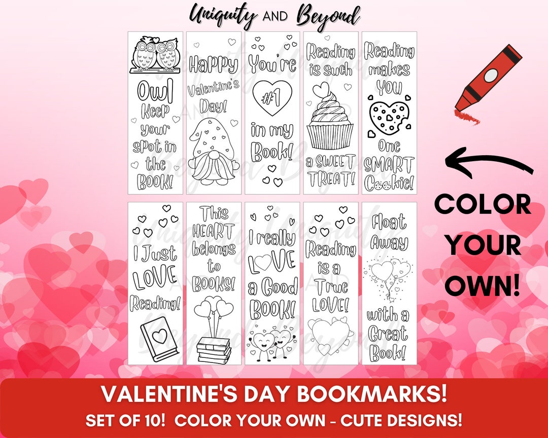Valentine's Day Bookmarks, Valentine Bookmarks, Valentine's Day Gift ...