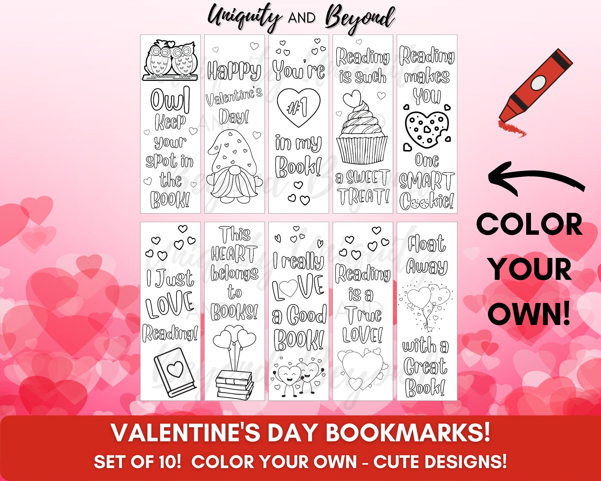 Valentine's Day Bookmarks Valentine Bookmarks - Etsy