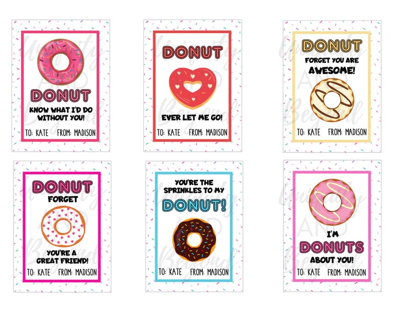Donut Valentines Donut Classroom Valentine Cards Kids | Etsy