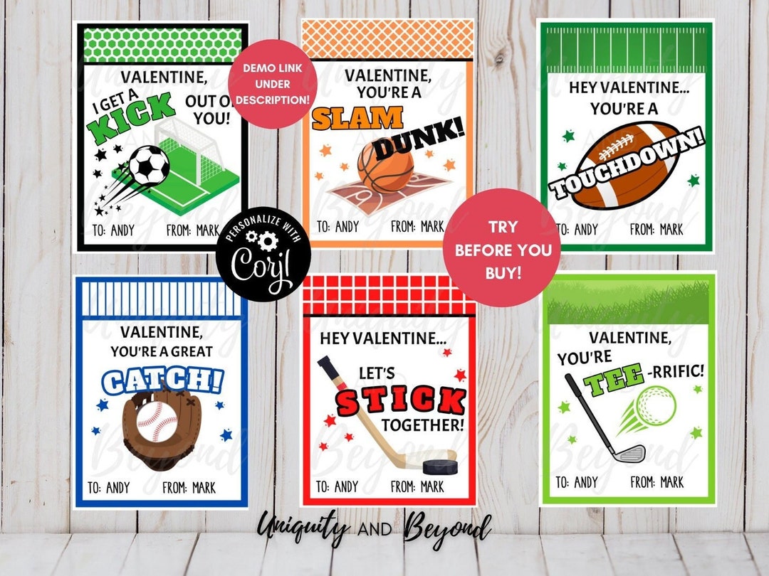 Sports Valentines, Sports, Classroom Valentine Cards, Kids Valentines ...