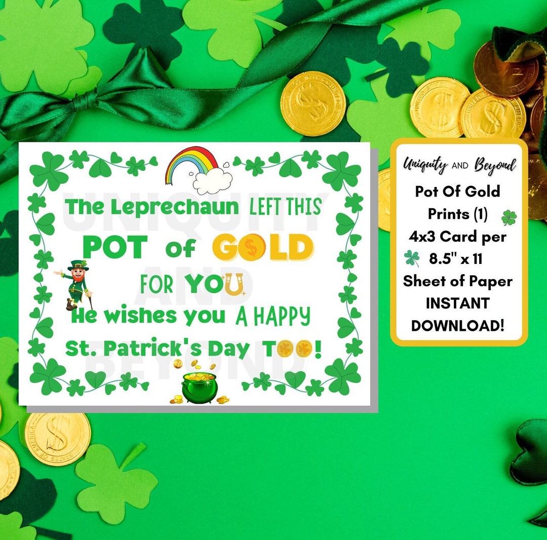 Pot of Gold Sign, Pot of Gold Favor Sign, This Pot of Gold is for You ...