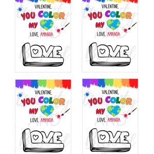 You Color My World Cards, Paint Valentines, Kids Valentine's Day Card ...