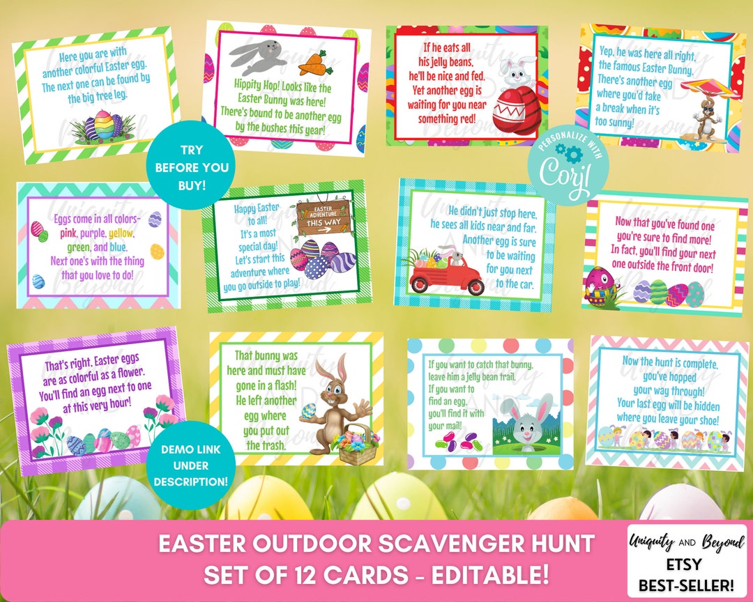 EDITABLE OUTDOOR Easter Scavenger Hunt, Easter Treasure Hunt, Easter ...