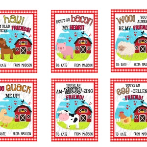 Farm Animals Valentines, Farm, Classroom Valentine Cards, Kids ...