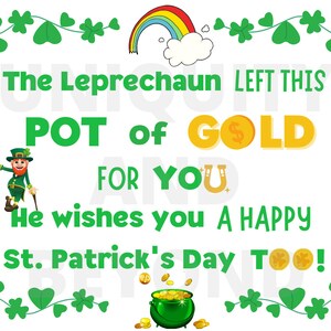 Pot of Gold Sign, Pot of Gold Favor Sign, This Pot of Gold is for You ...