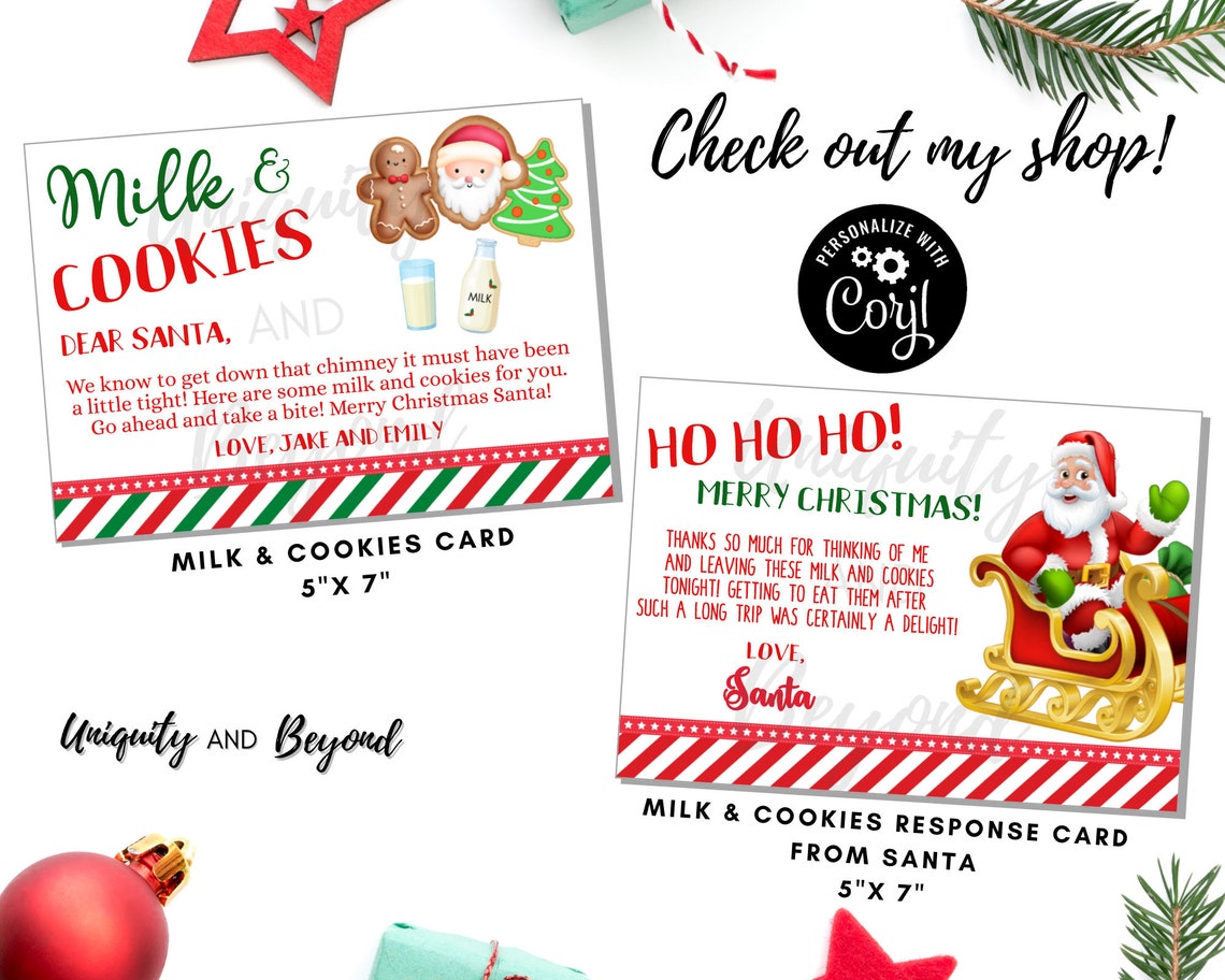 Milk and Cookies for Santa Cookies for Santa Santa Letter | Etsy