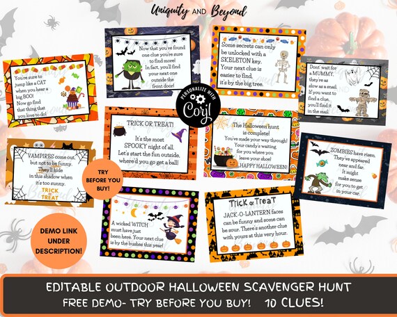 Outdoor Halloween Treasure Hunt Clues Halloween Scavenger, 59% OFF