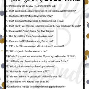 New Years Games, New Years Eve Games, 2023 Pop Culture Trivia Game, New ...