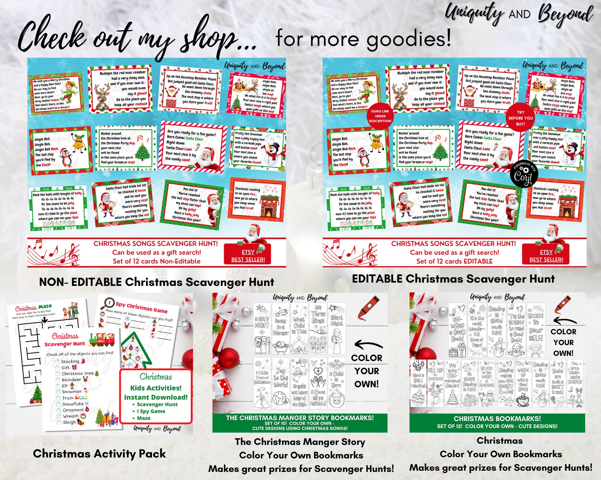 Printable Christmas Treat Bag Topper, Holiday Bag Toppers, Holiday ...