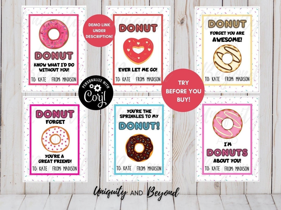 Donut Valentines, Donut, Classroom Valentine Cards, Kids Valentines ...