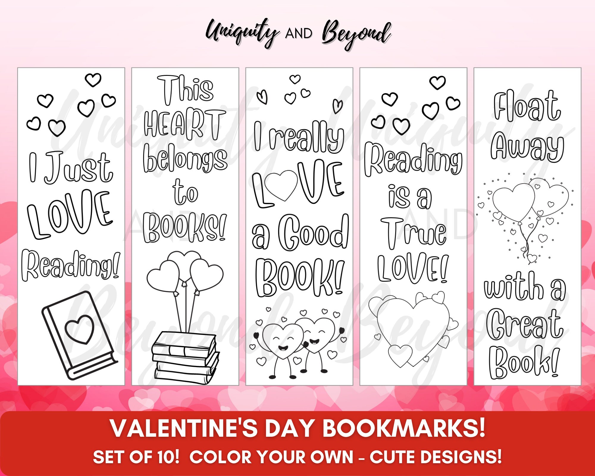 Valentine's Day Bookmarks Valentine Bookmarks - Etsy