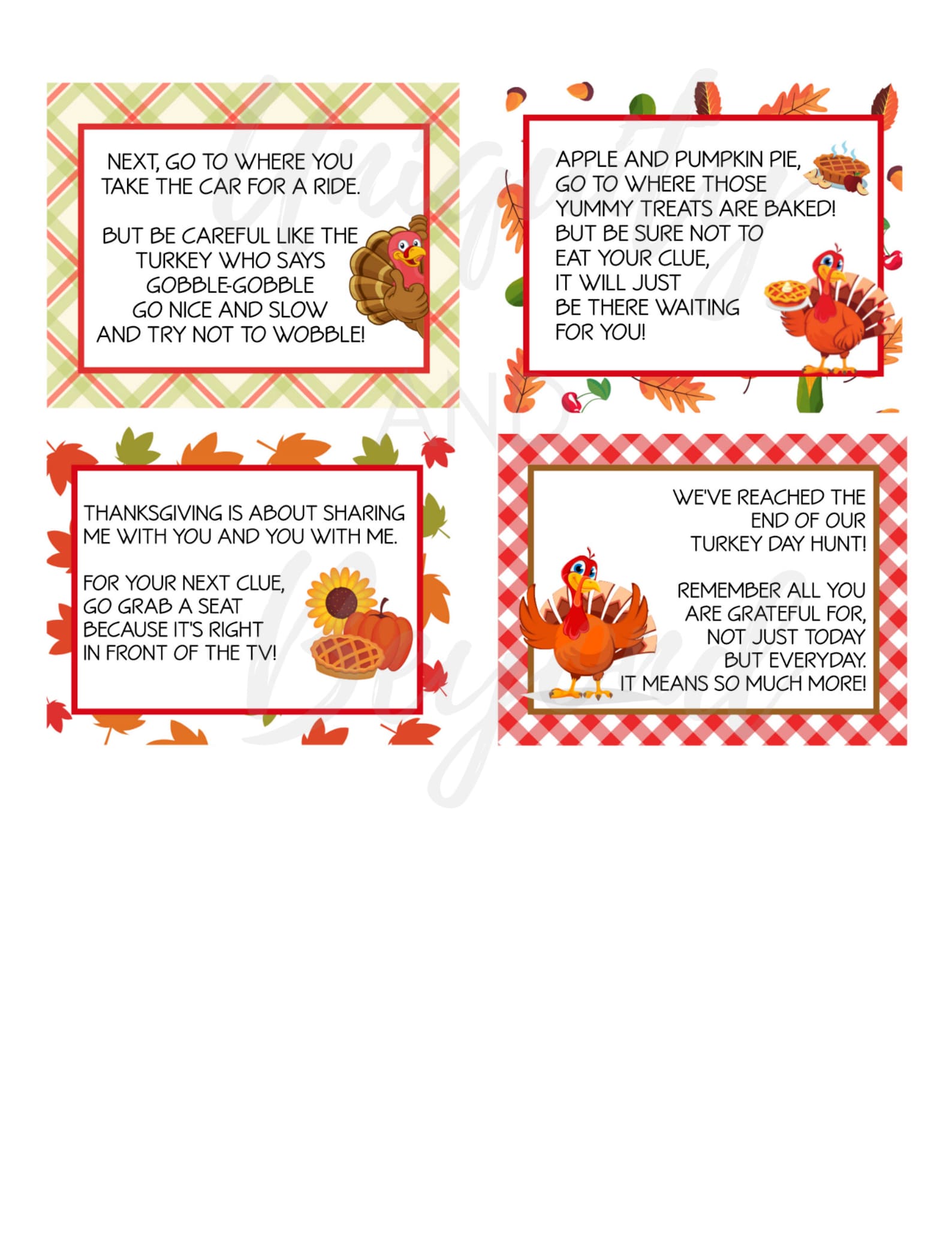 EDITABLE Thanksgiving Scavenger Hunt Clues Turkey Scavenger - Etsy