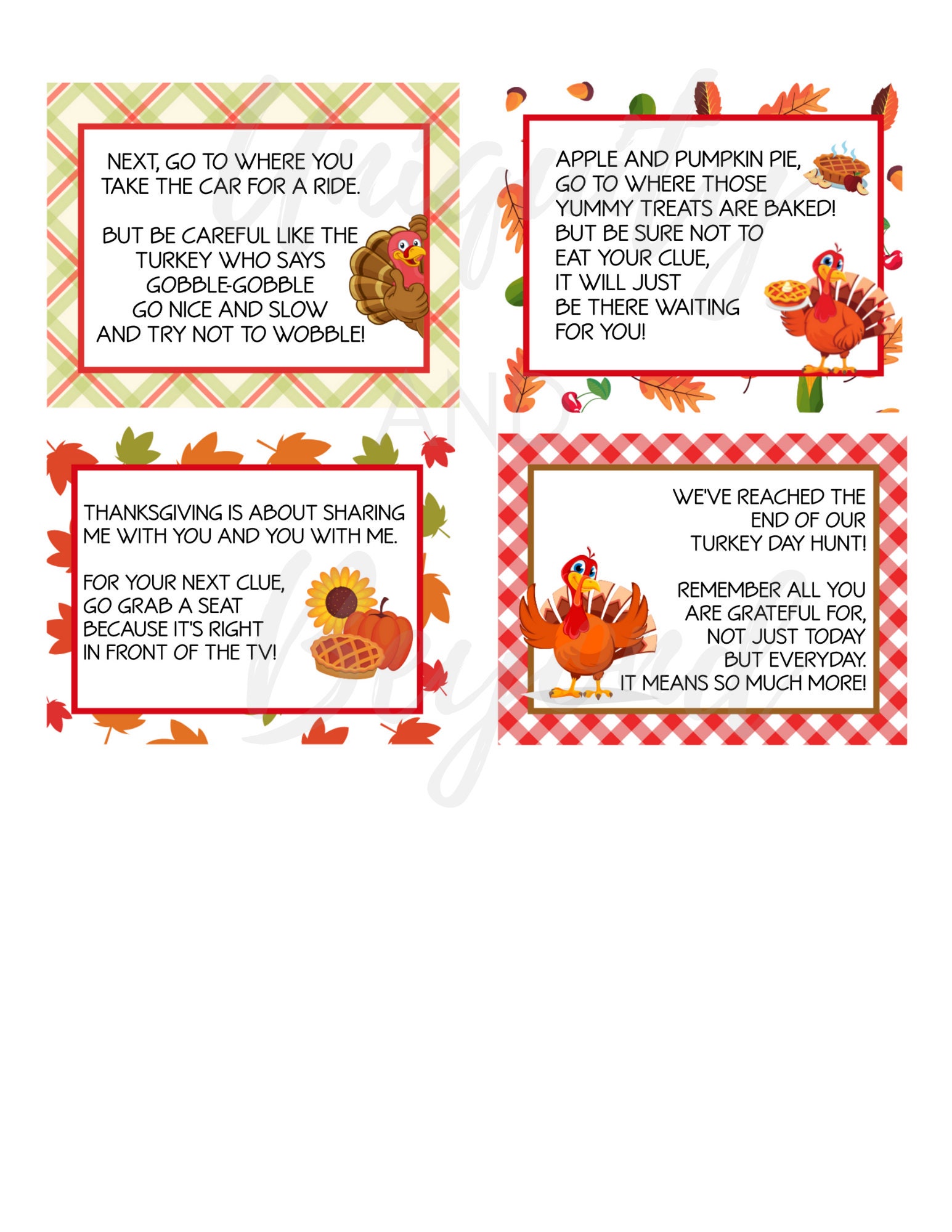 EDITABLE Thanksgiving Scavenger Hunt Clues Turkey Scavenger - Etsy