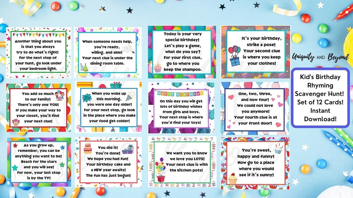 Birthday Scavenger Hunt Birthday Treasure Hunt Kids Birthday - Etsy