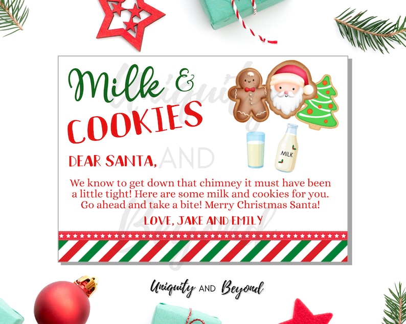 Milk and Cookies for Santa Cookies for Santa Santa Letter - Etsy
