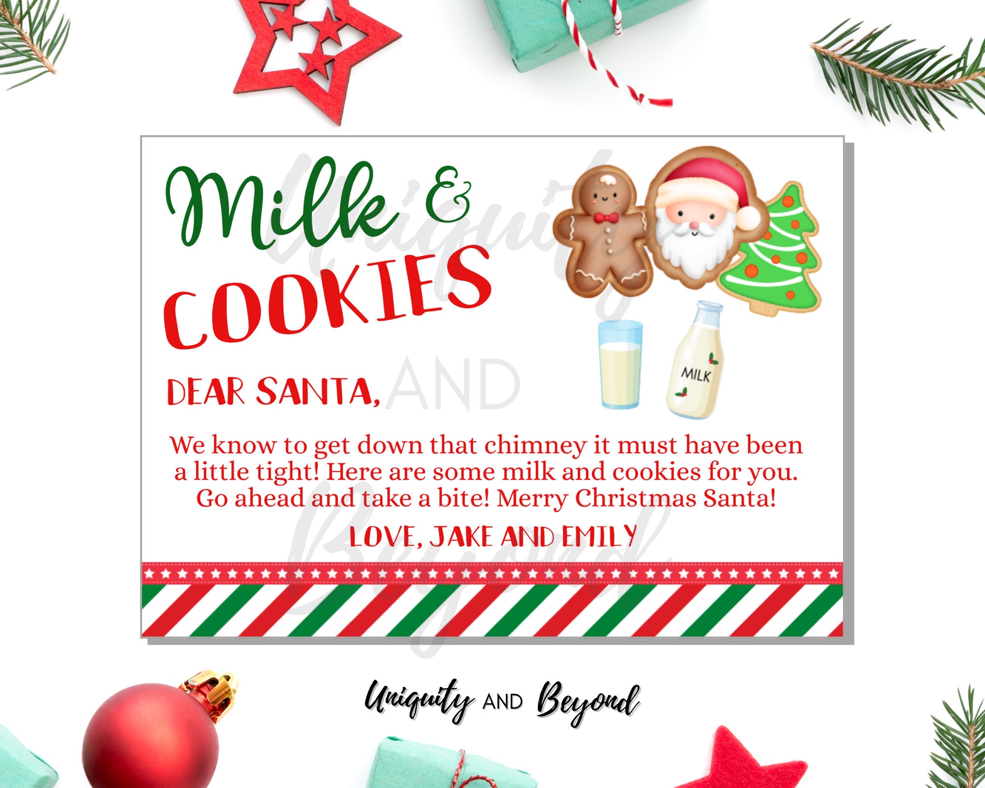 Milk and Cookies for Santa Cookies for Santa Santa Letter - Etsy