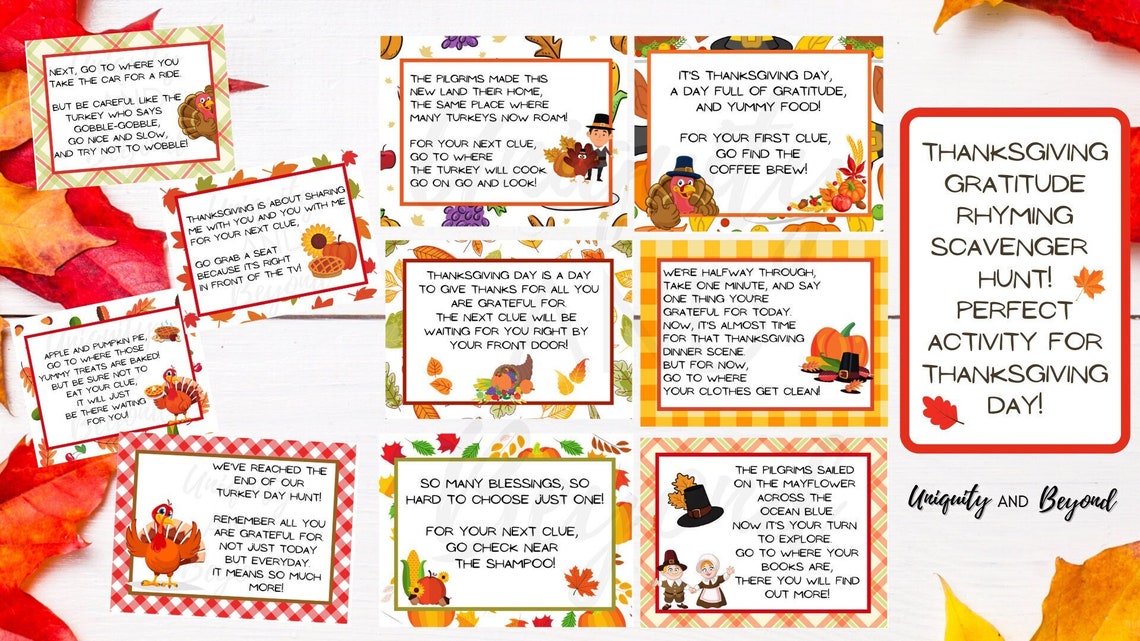 Thanksgiving Scavenger Hunt Clues Turkey Scavenger Hunt | Etsy
