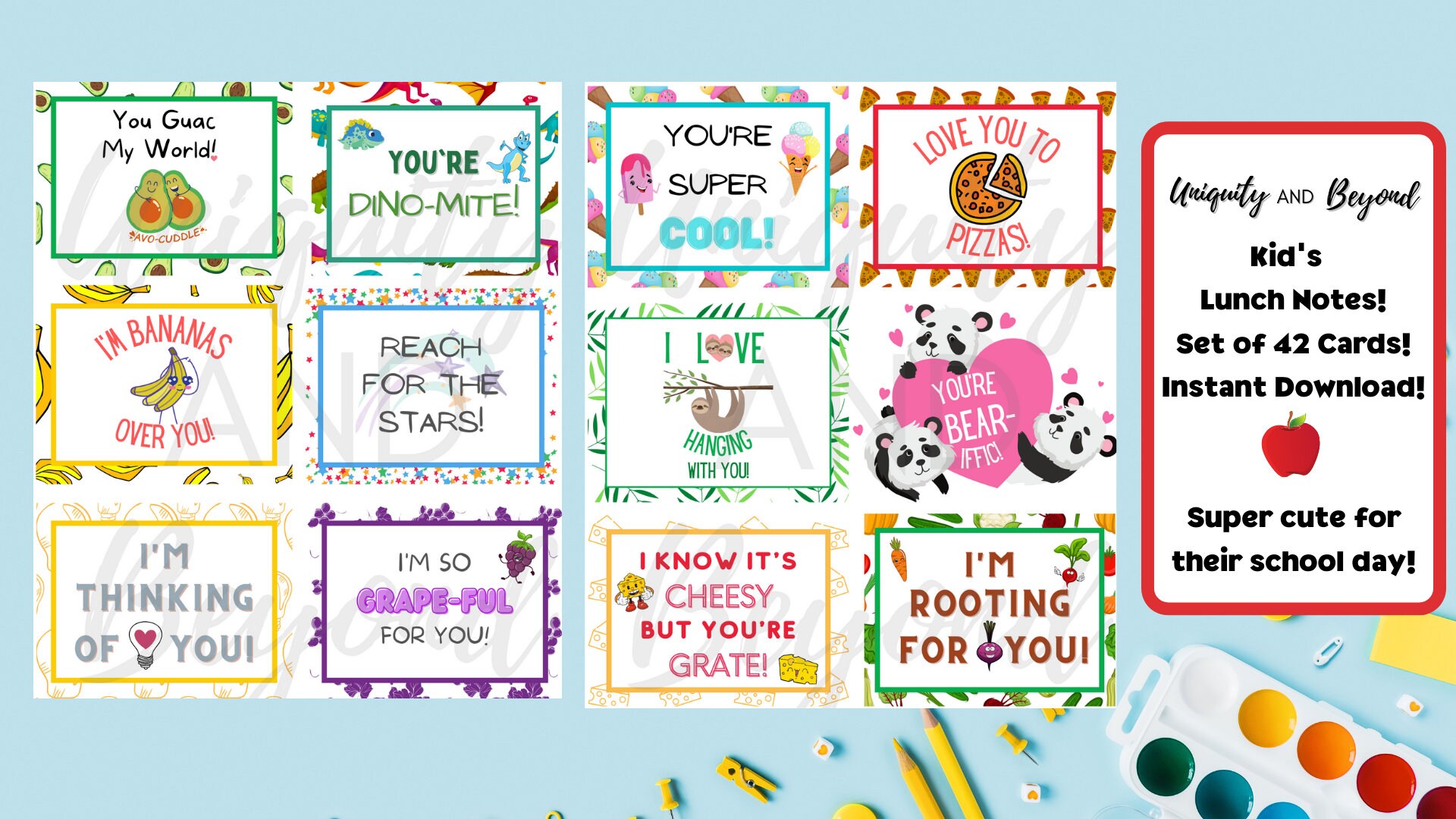 Kids Lunch Notes Printable Lunch Notes Lunch Love Notes | Etsy