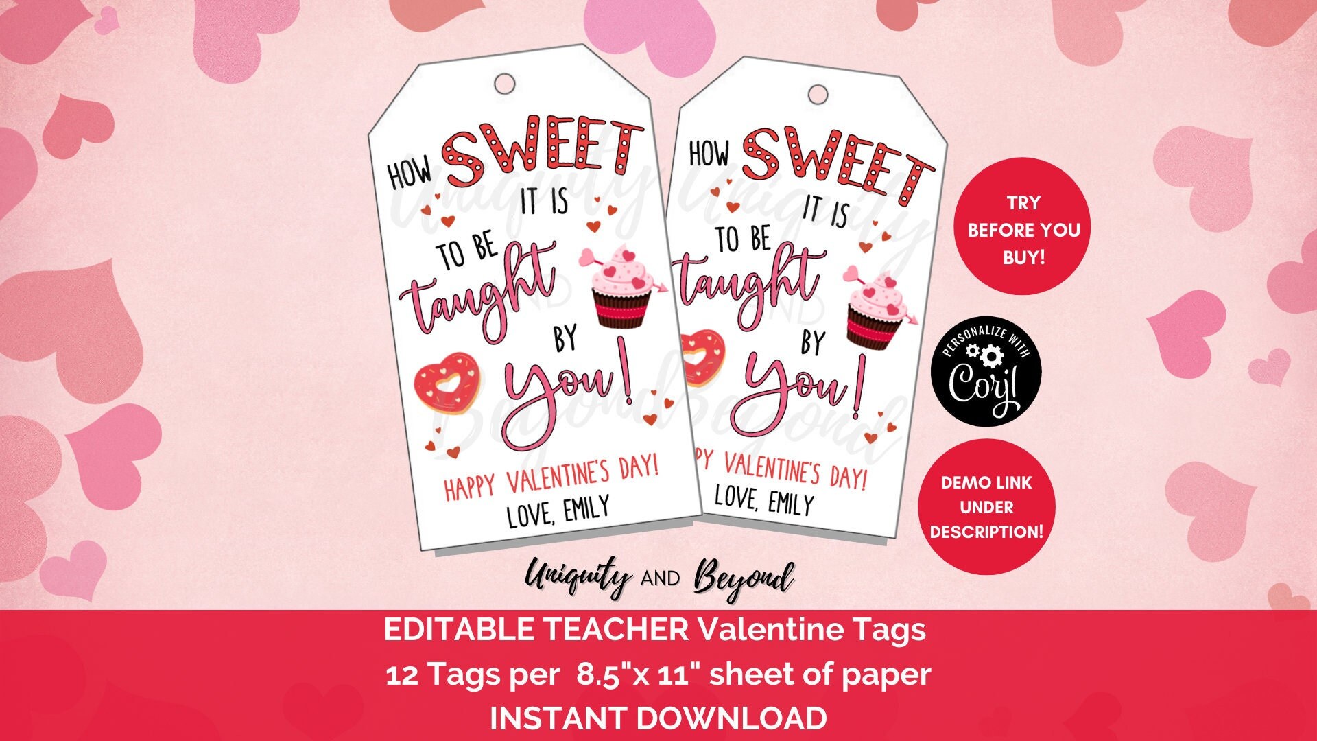 Printable Teacher Favor Tag Valentine Teacher Tag Valentine - Etsy