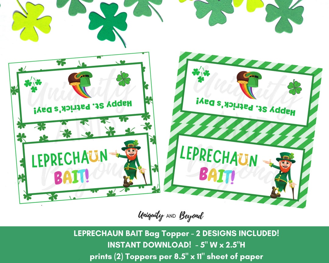 Leprechaun Bait Bag Topper, Leprechaun Favors, St Patrick's Day Bag ...