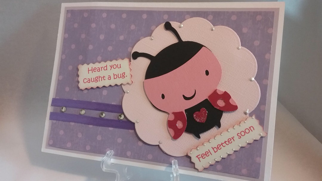 Funny Handmade Get Well Ladybug Card, Handmade Get Well Greeting Card ...