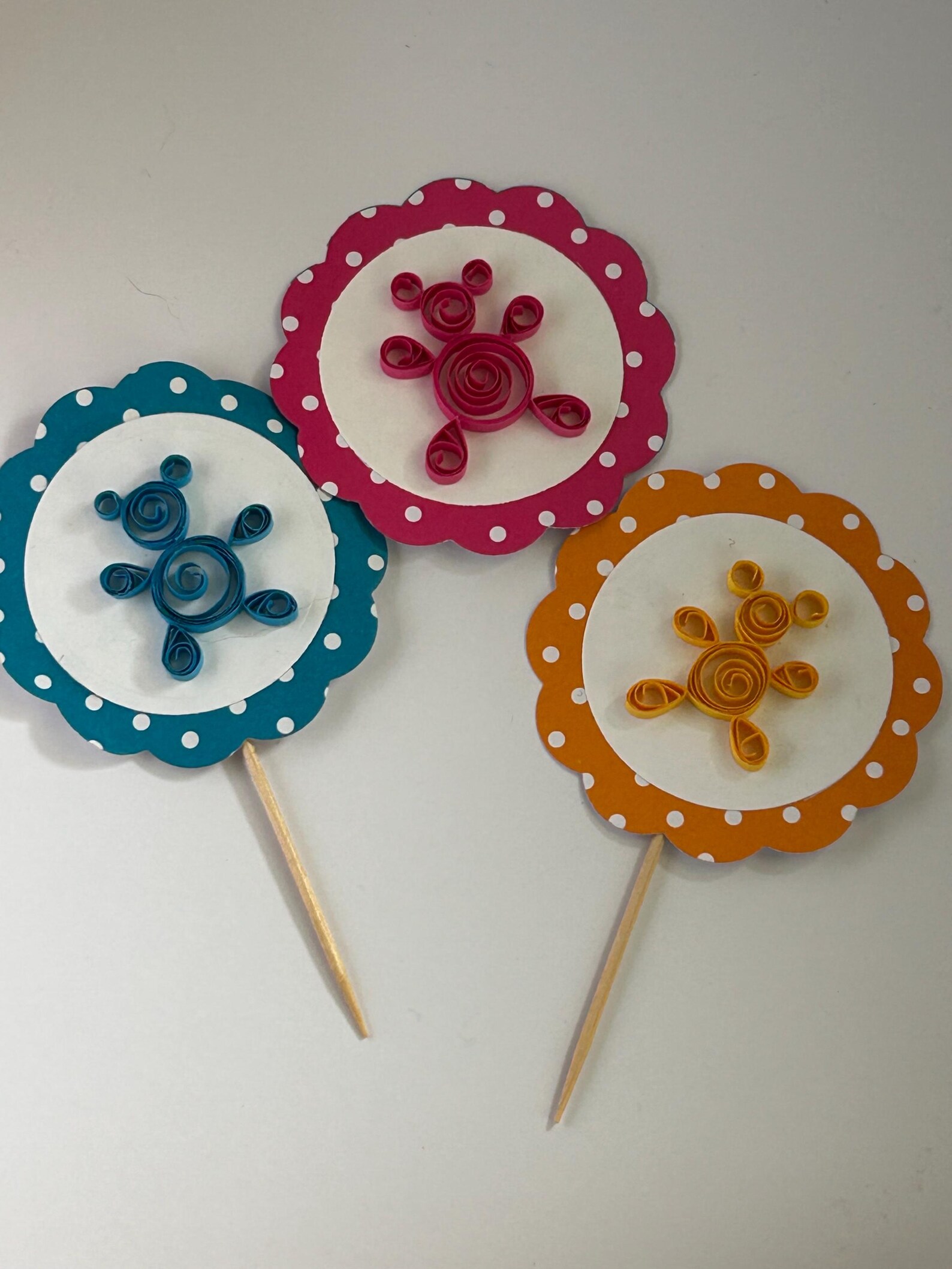 Handmade Quilled Cupcake Toppers for Baby Shower or Scrapbook ...