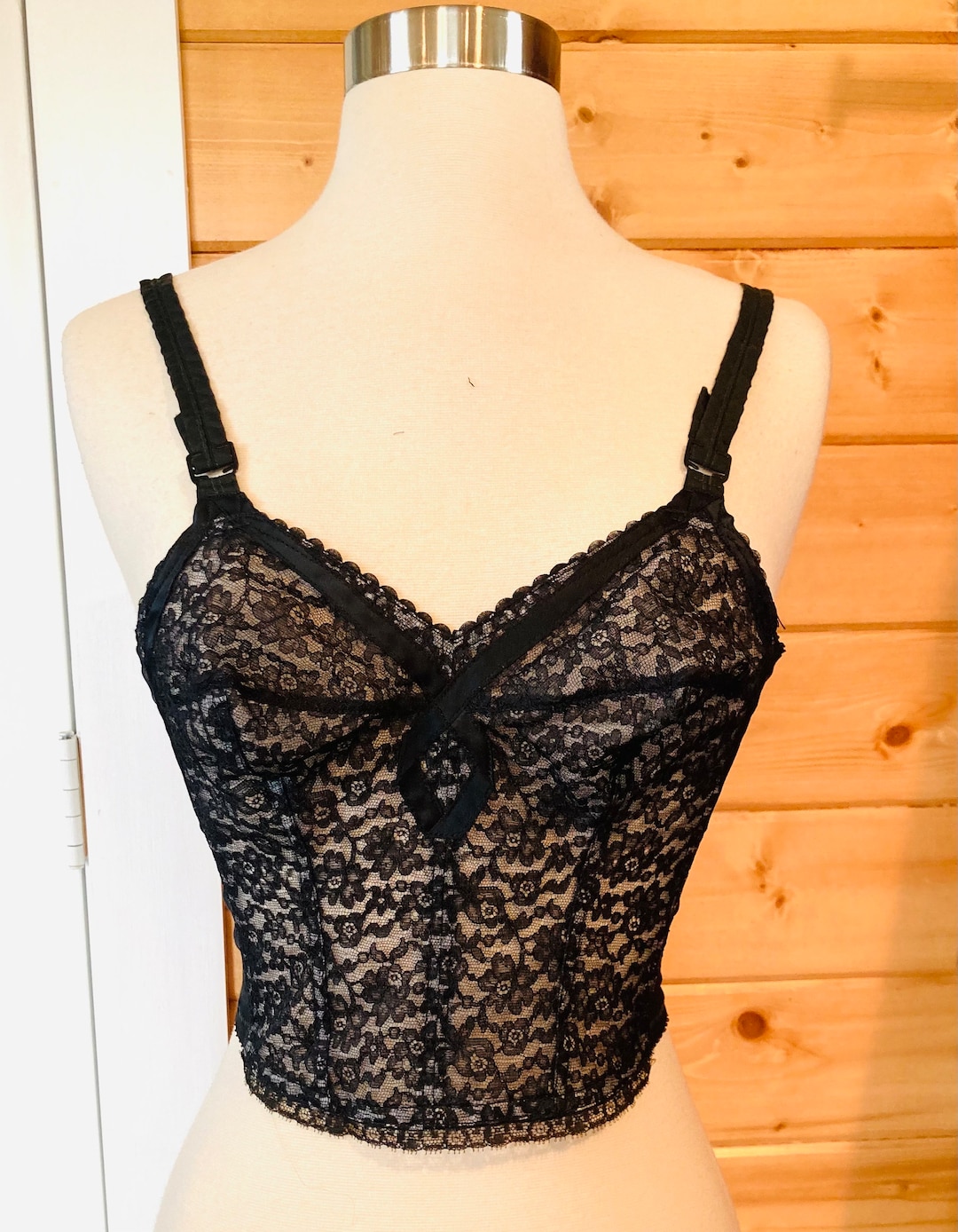 Vintage 1950s Black Lace Long Line Bullet Bra 32 A/B Mardi Bra - Etsy