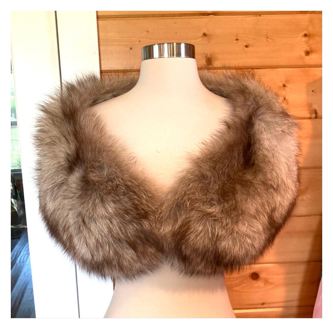 Vintage 1950s 1960s Dark Silver Fox Stole, Fox Wrap, Bridal, Wedding ...
