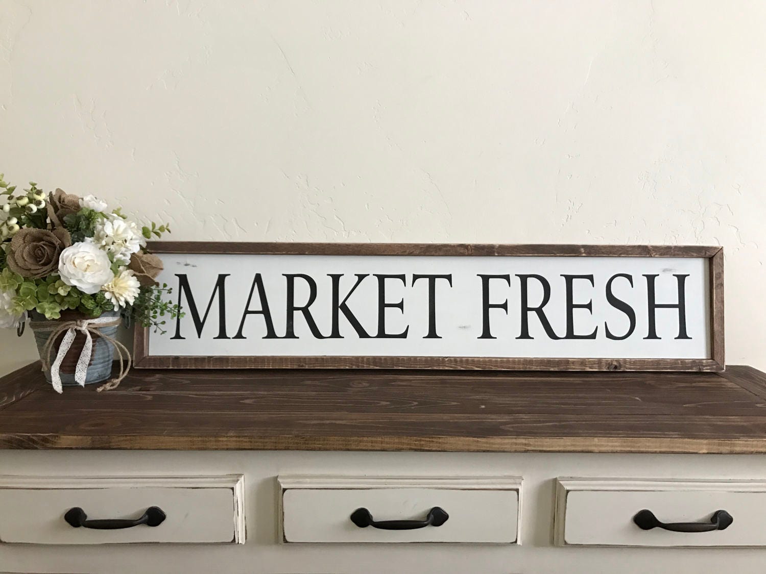 Market Fresh Sign Farmhouse Kitchen Shabby Chic Fixer | Etsy