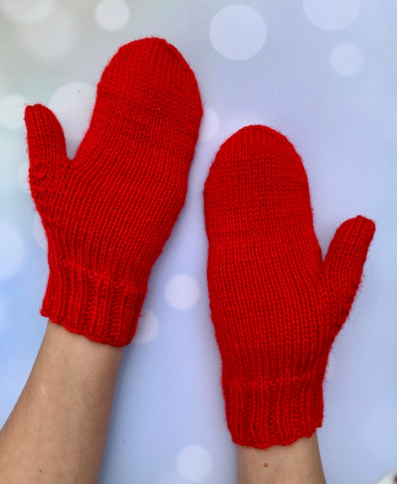 Red mittens Christmas mittens Mittens with Christmas tree | Etsy