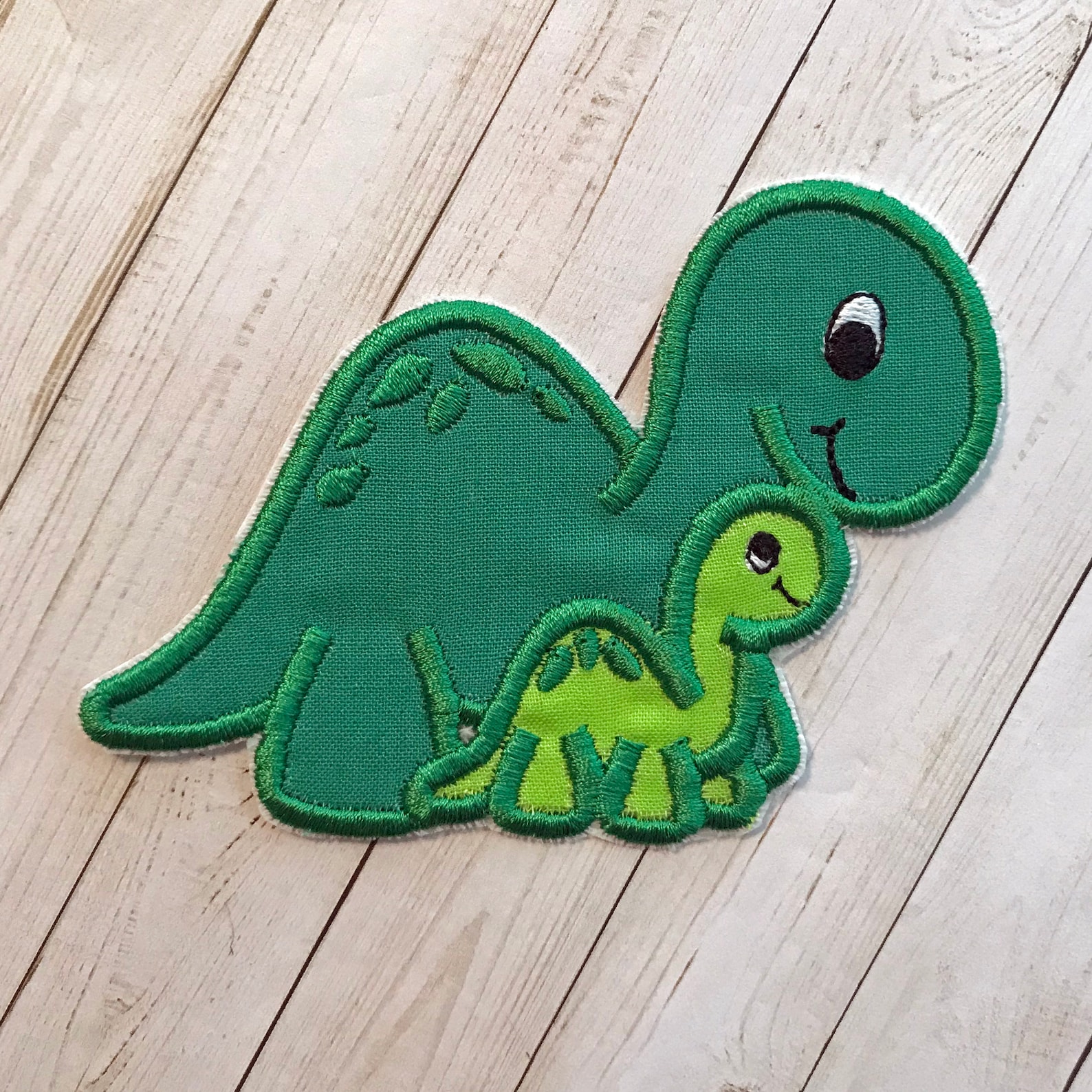 Green Dinosaur Patch, Dinosaur Iron on Patch, Mother and Baby Dinosaur ...