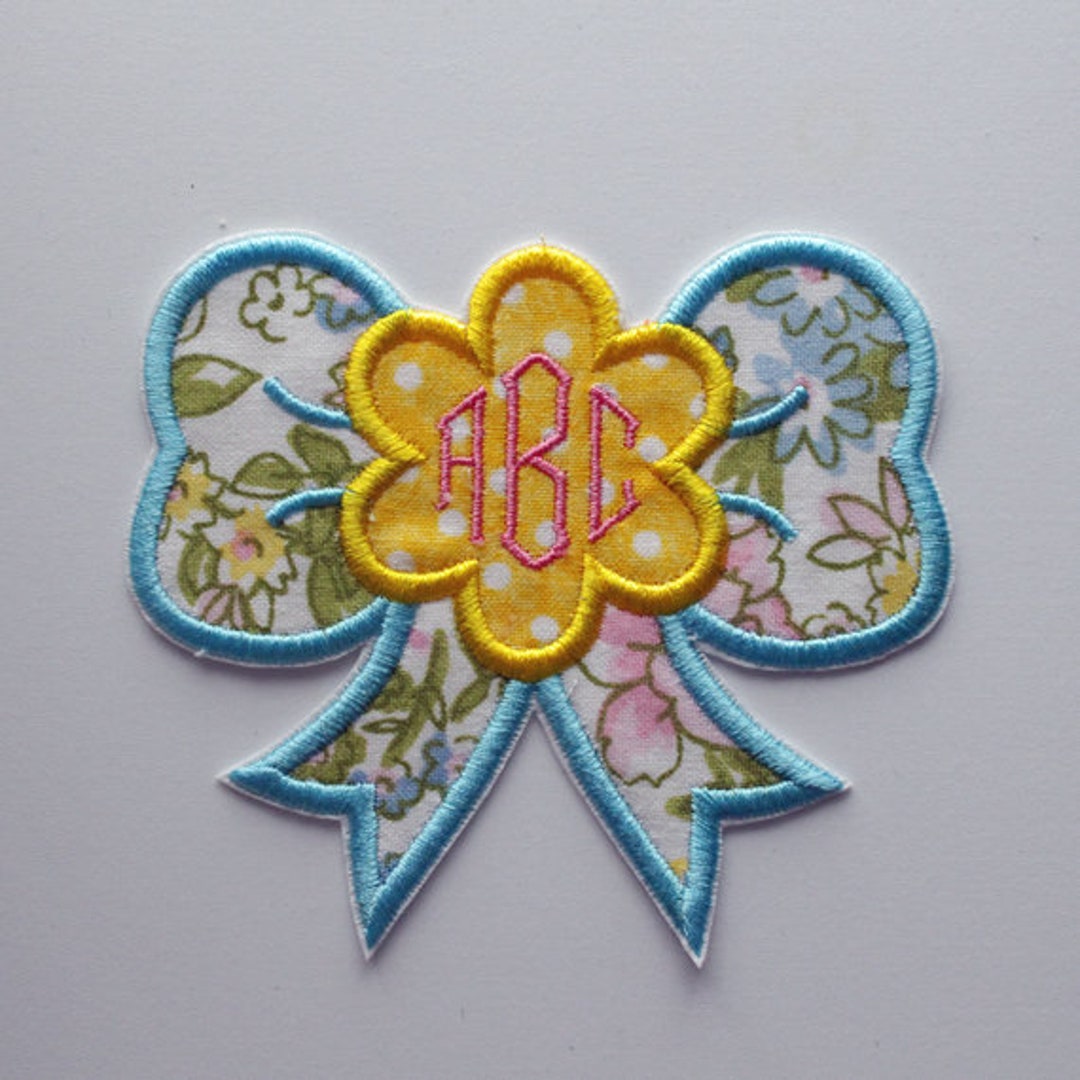 Bow Monogram Iron on Patch, Monogram Patch, Embroidered Monogram ...