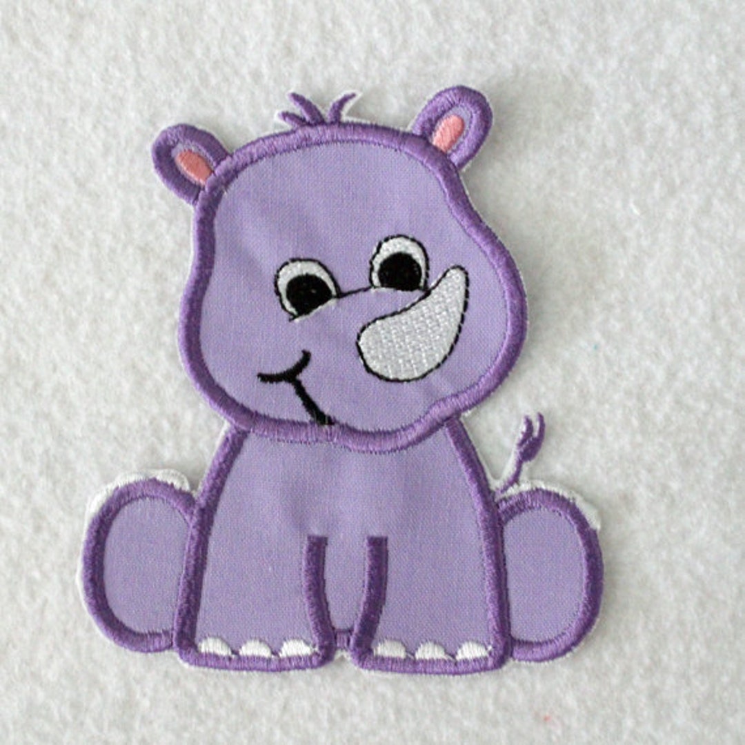 Rhino Patch, Rhino Applique, Embroidered Rhino, Purple Rhino, Iron on ...