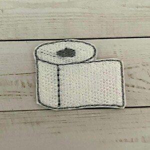Toilet Paper Roll Patch, Mini Toilet Paper, Iron on Patch, Embroidered ...