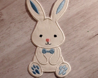 Bunny Patch, Easter Bunny Applique, Embroidered Bunny Girl, Iron on ...